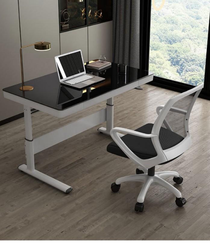 Height Adjustable Tempered glass Study Table, Furniture & Home Living ...