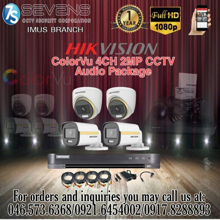 HIKVISION ColorVU 4CH 2MP CCTV Audio Package, Furniture & Home Living, Security & Locks ...