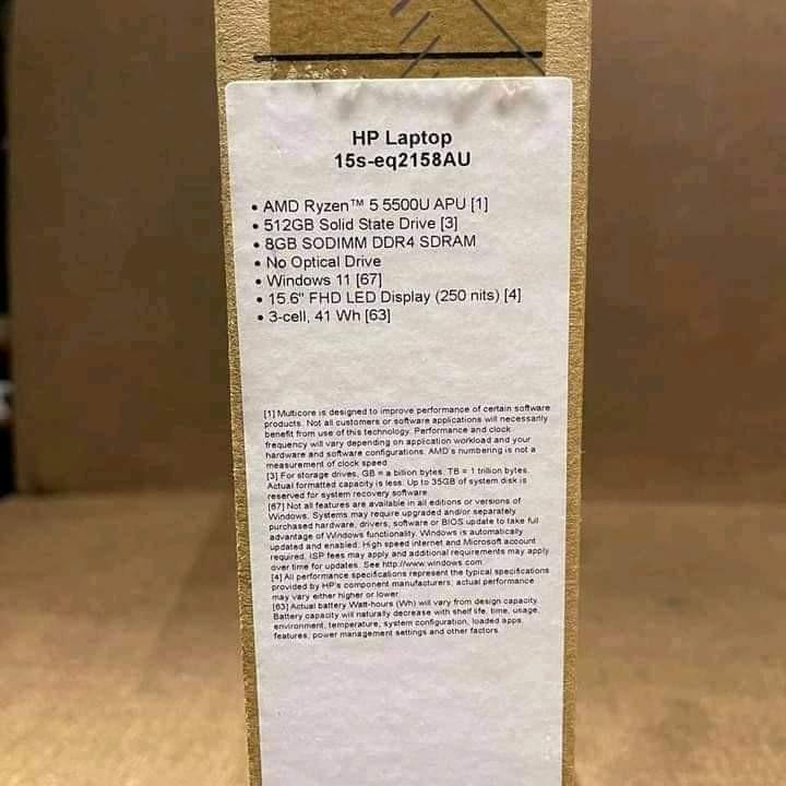 HP 15S-EQ2158AU AMD RYZEN 5-5500U, Computers & Tech, Laptops ...
