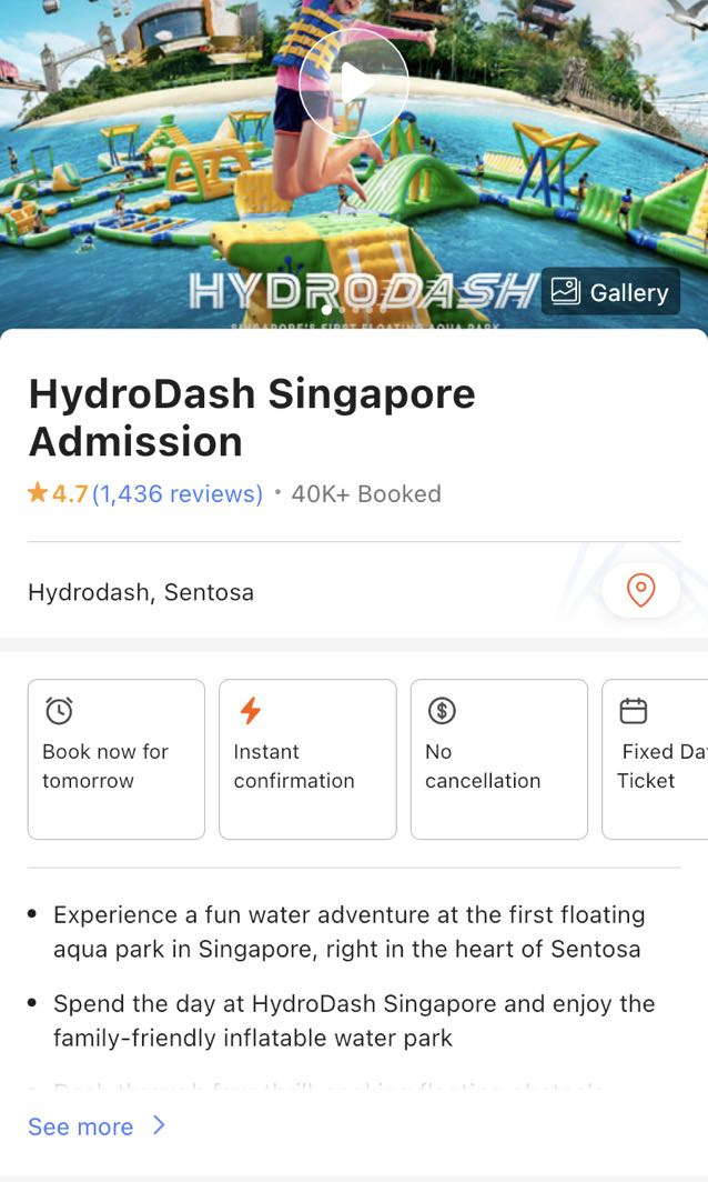 Hydrodash ticket 2 pax, Tickets & Vouchers, Local Attractions ...