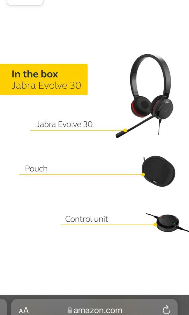 Jabra Headset Evolve 30 II Pro HSC060 ENC060, Audio, Headphones ...