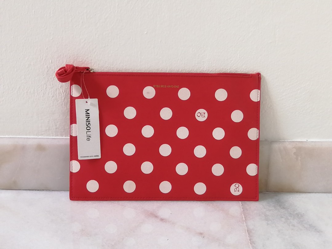 Miniso Clutch Bag - Red Polka Dot, Women's Fashion, Bags & Wallets ...
