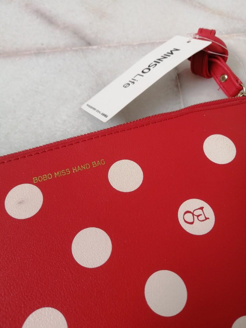Miniso Clutch Bag - Red Polka Dot, Women's Fashion, Bags & Wallets ...