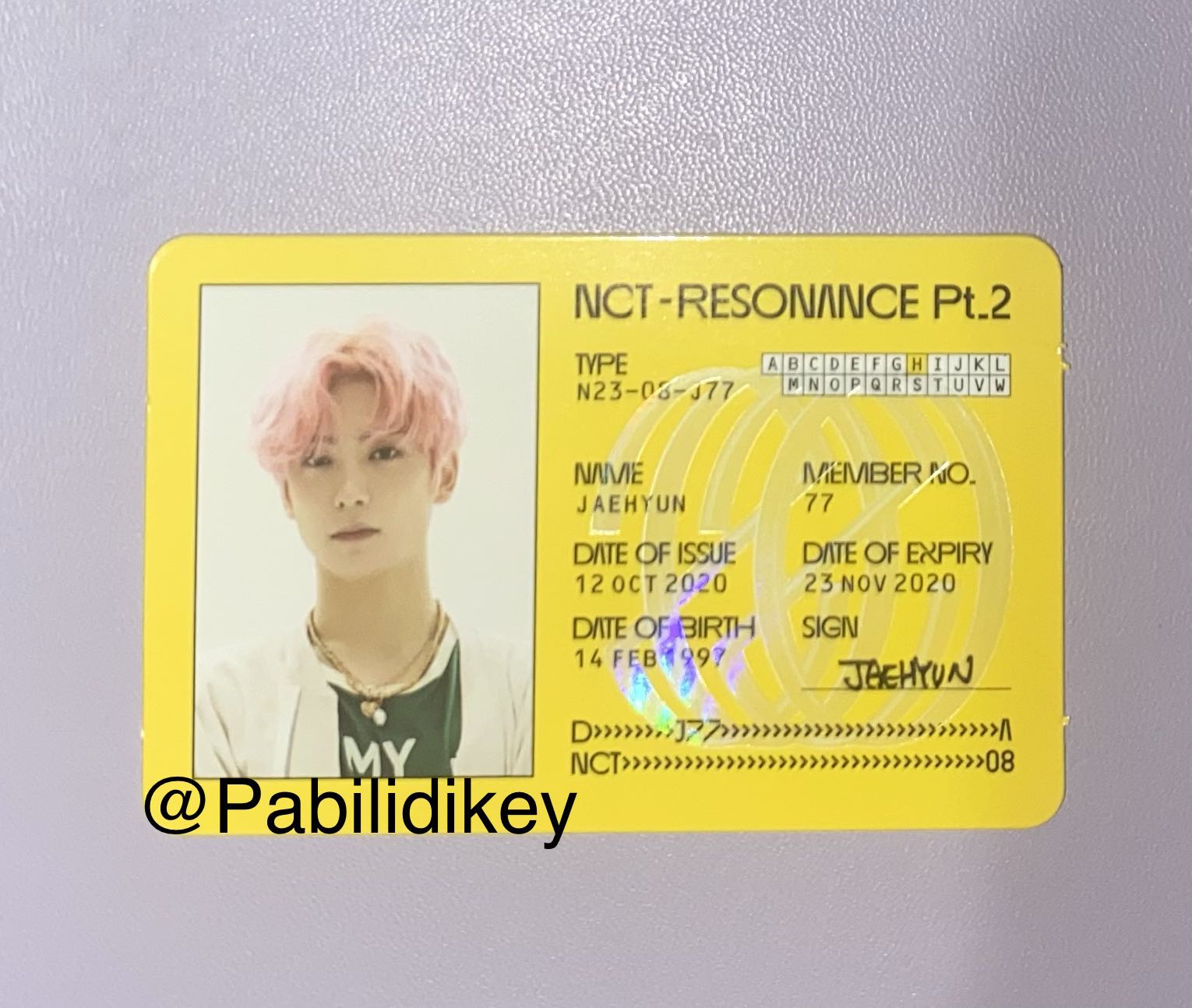NCT 2020 Jaehyun ID card Resonance pt 2, Hobbies & Toys, Memorabilia ...