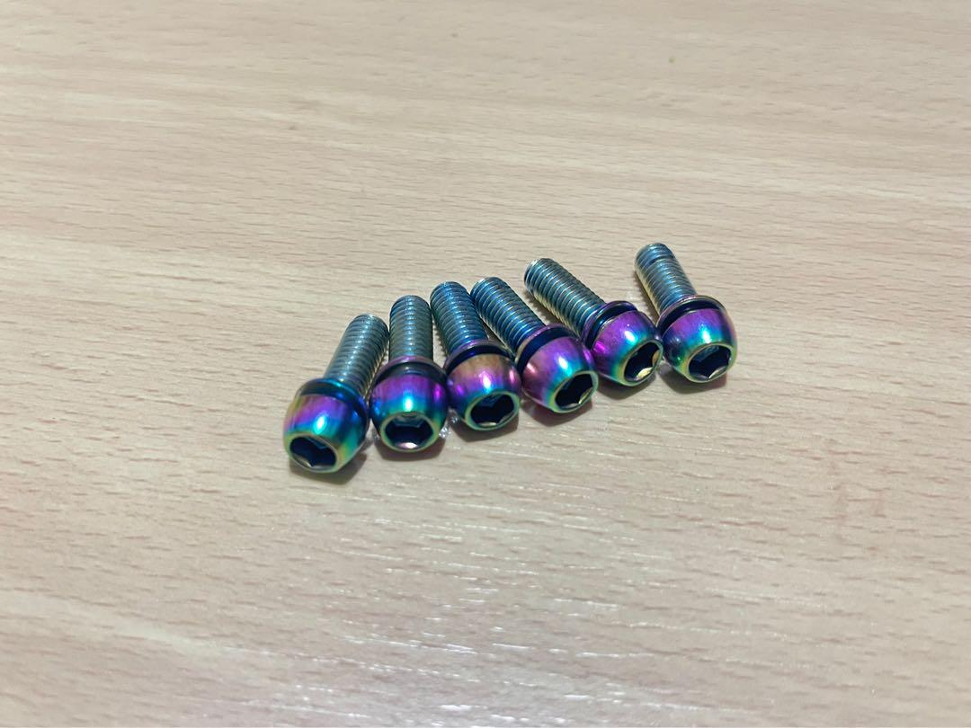 Oil Slick Gold Black Titanium Bolts M5 M6 Stem Bottle Cage Screw ...