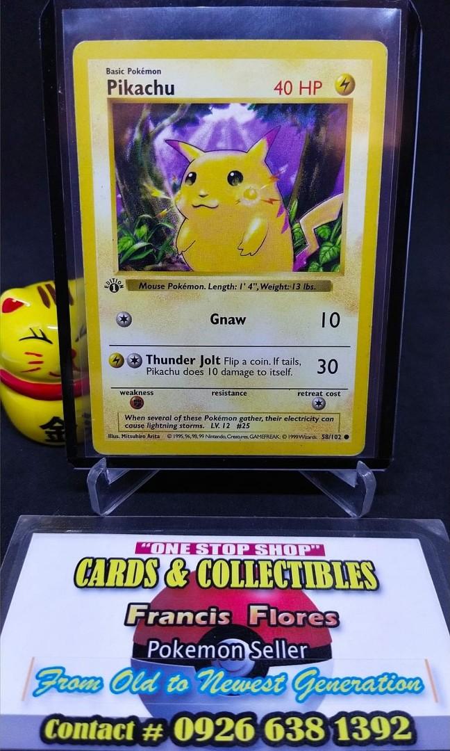 Pokemon Card - PIKACHU #58 (1ST EDITION - YELLOW CHEEKS) YEAR 1999 ...