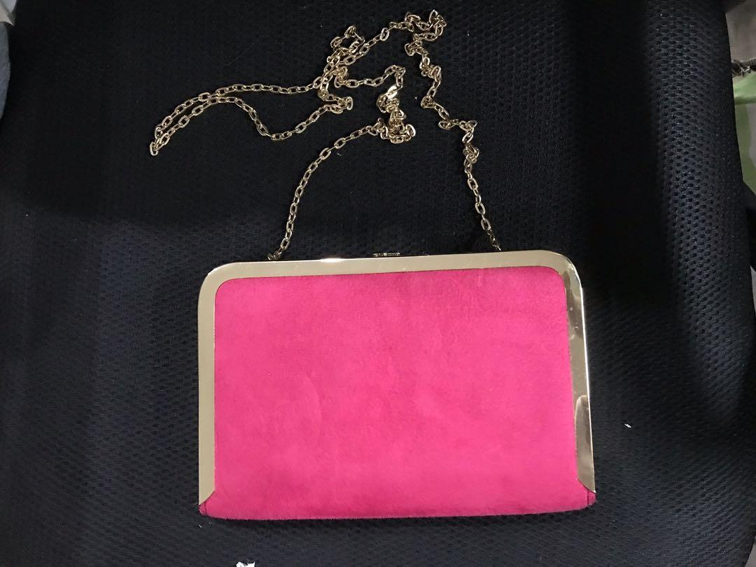 Primark pink clutch bag/sling bag, Women's Fashion, Bags & Wallets ...
