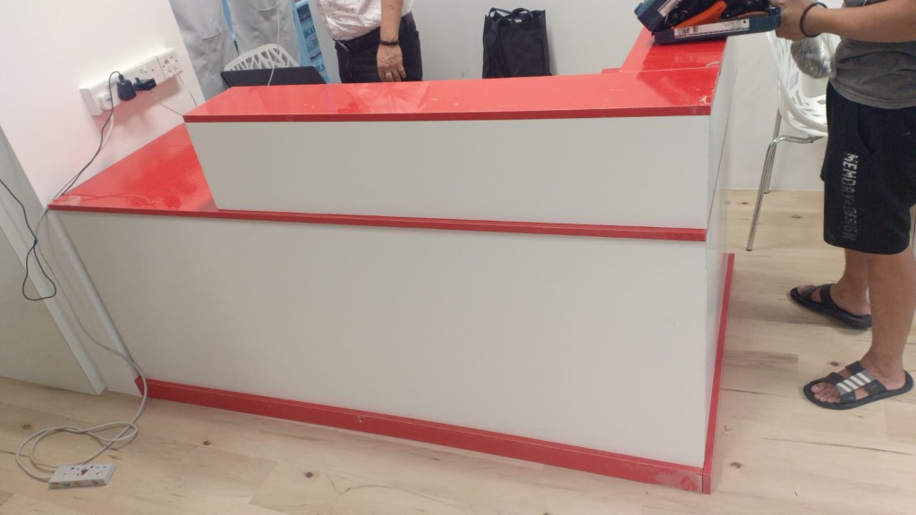 Red and White counter table, Furniture & Home Living, Furniture, Other ...