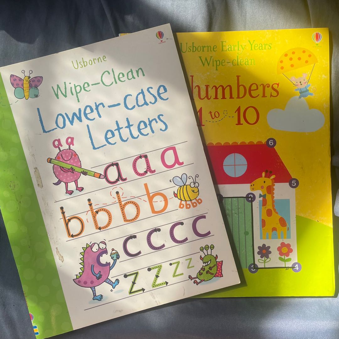 usborne wipe clean lower case letters / usborne wipe clean numbers 1 to ...