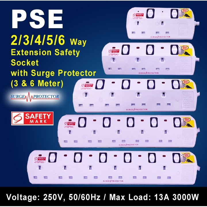 Way Extension Safety Socket with Surge Protection & Safety Mark ...