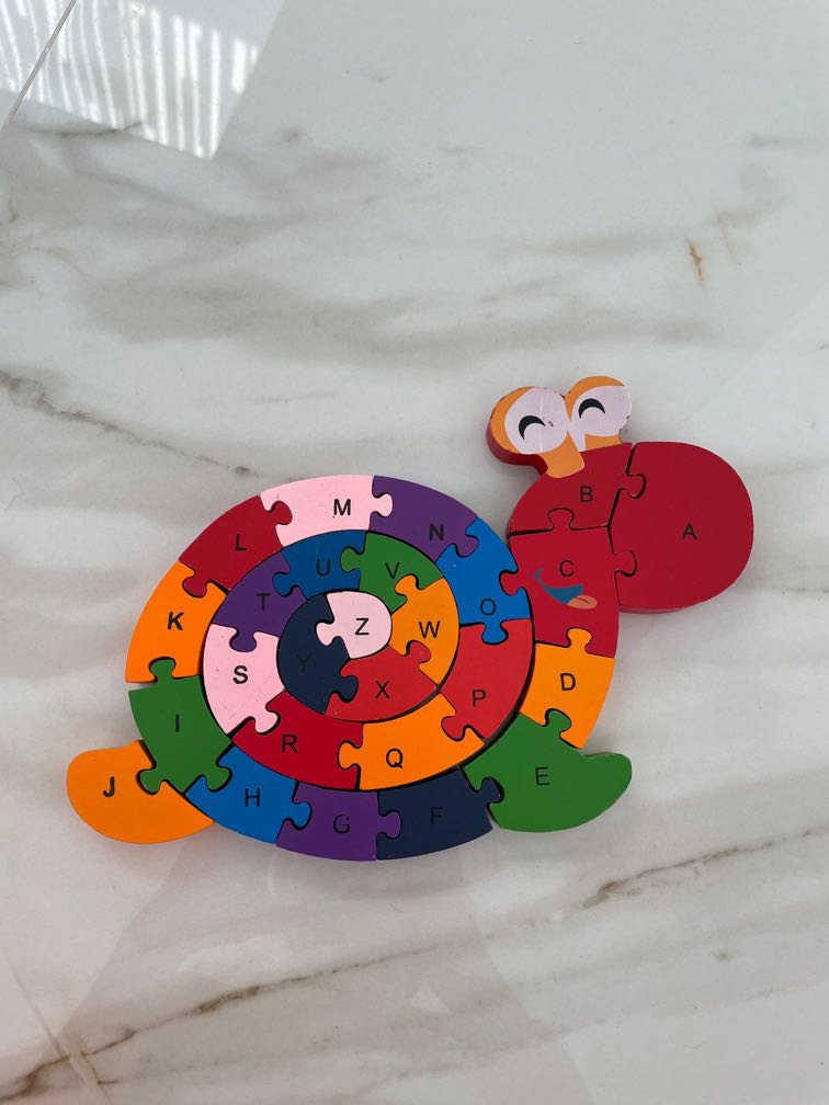 Wooden Snail Alphabet & Numbers Puzzle, Hobbies & Toys, Toys & Games on ...