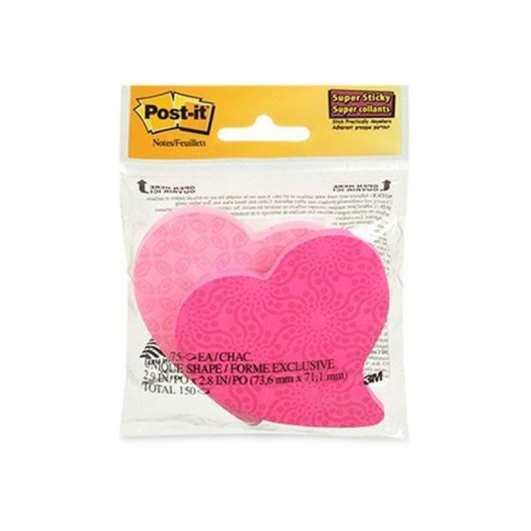 3M Post It Super Sticky Die Cut Heart Shape Notes, Assorted Colors 7350 ...