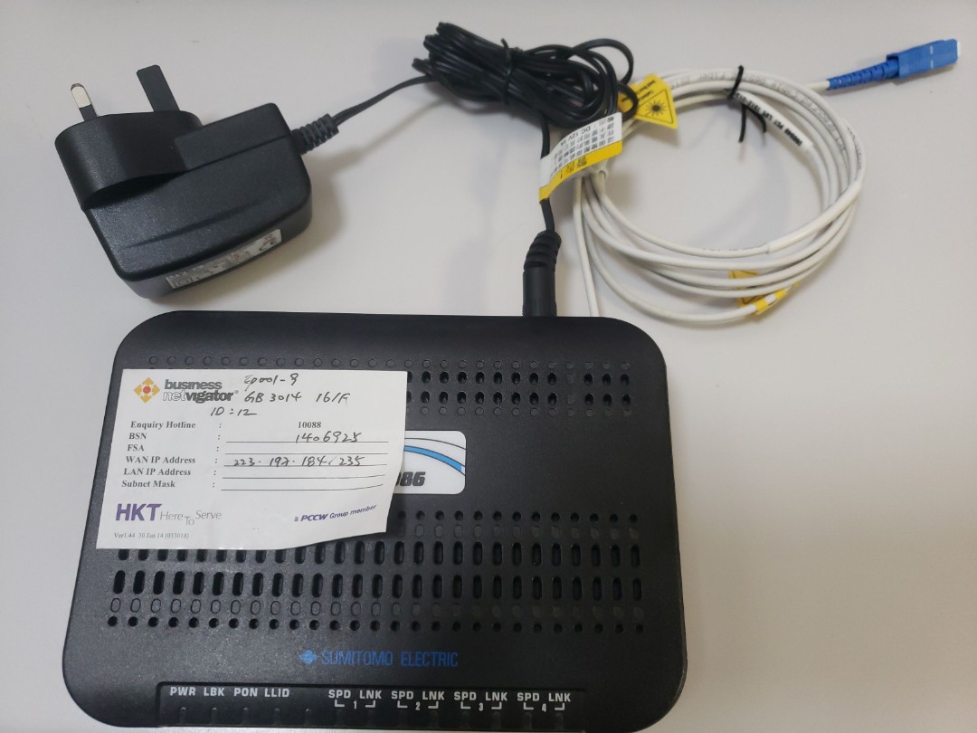 電訊盈科 數據機 PCCW HKT Modem (SUMITOMO ELECTRIC FTE6086-PBN), 電腦＆科技, 電腦周邊及配件 ...