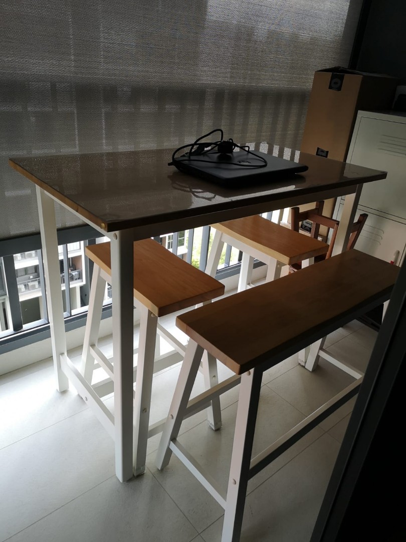 Bar Table and benches, Furniture & Home Living, Furniture, Tables ...