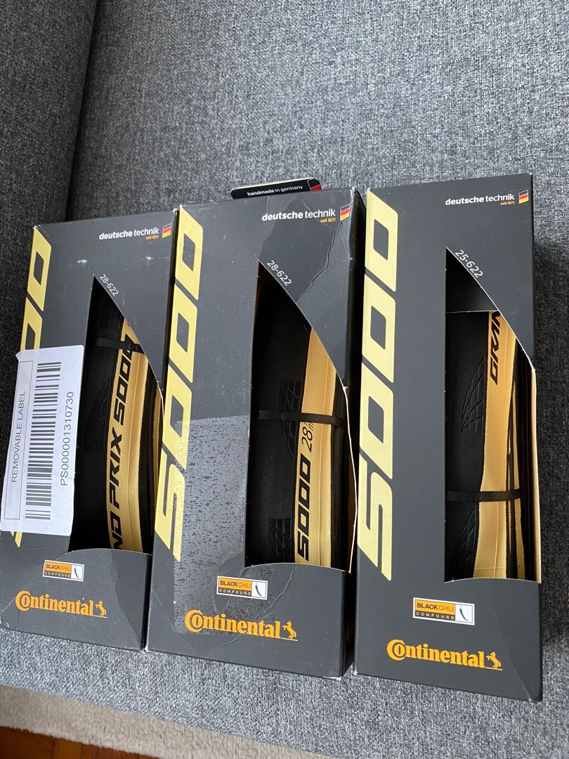 Continental GP 5000 Black/cream tyres, Sports Equipment, Bicycles ...