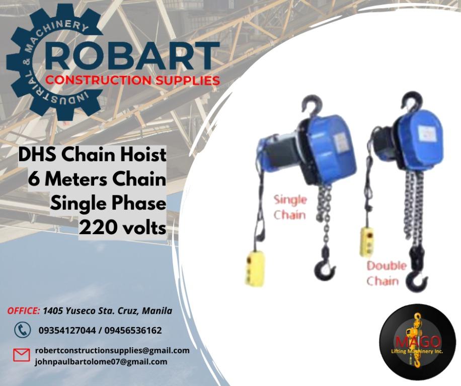 DHS Chain Hoist 6 Meters Chain Single Phase 220 volts, Commercial ...