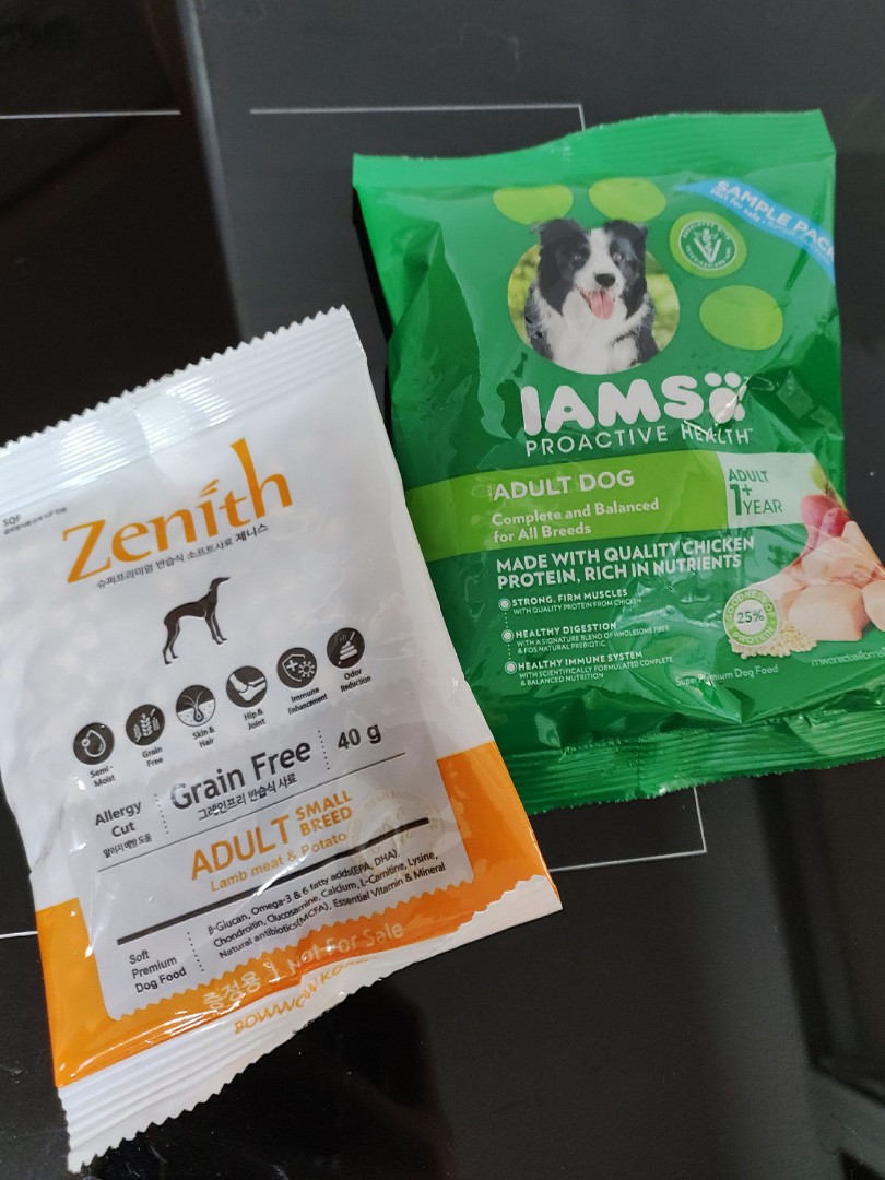 Dry kibbles dog food sample - Zenith and IAMS, Pet Supplies, Pet Food ...