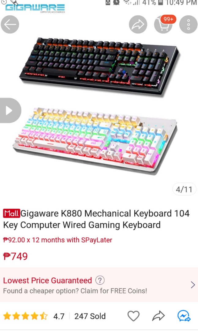 Gigaware Keyboard (Black), Computers & Tech, Parts & Accessories, Computer Keyboard on Carousell