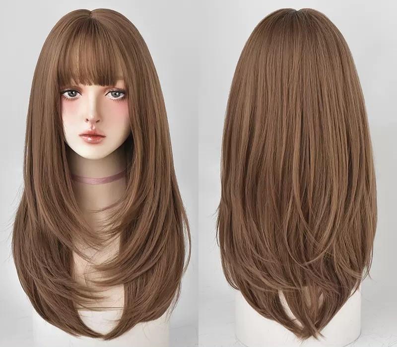 [INSTOCK] Korean 4 Colors Layered Long Airy Bangs Wig Adjustable ...