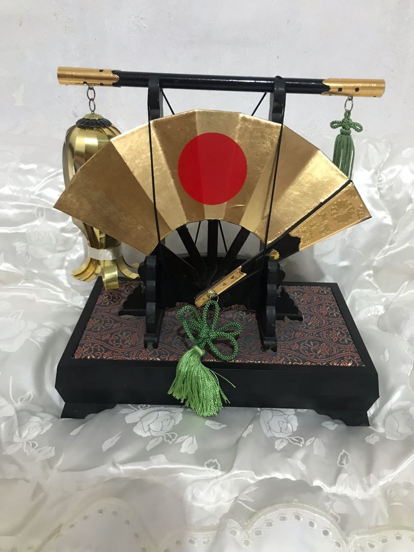 Japanese Samurai Iron Fan Tessen Black Gold Hinomaru, Hobbies & Toys ...