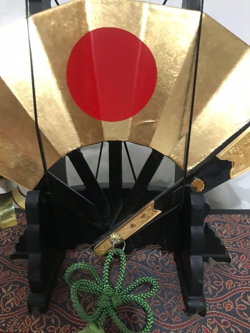 Japanese Samurai Iron Fan Tessen Black Gold Hinomaru, Hobbies & Toys ...