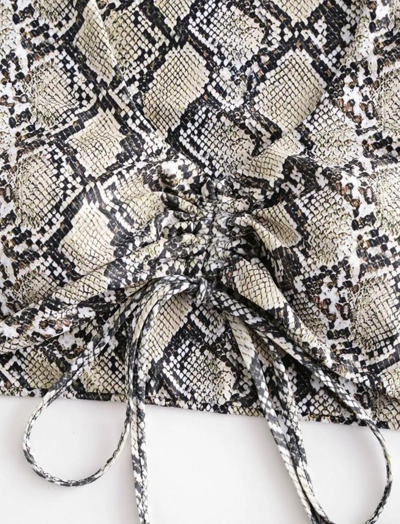 Jessica Stockstill x Snake Print Cinched Bikini Set, Women's Fashion ...
