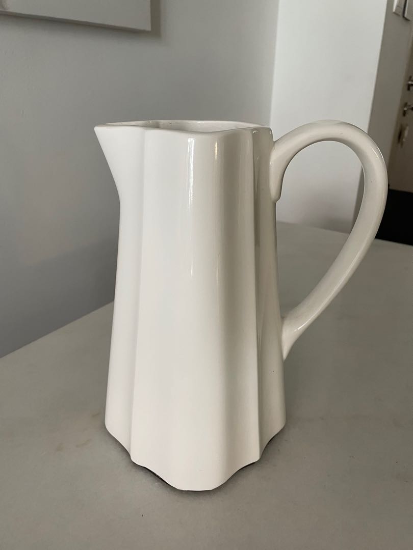 Large white pitcher vase, Furniture & Home Living, Home Decor, Vases ...