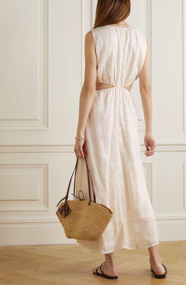 LOEWE shell (FULL SET) basket bag with leather logo - woven raffia ...