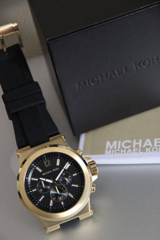 MK8325 Dylan Rubber Black-tone/Gold-tone Chronograph Watch 45mm, Women ...