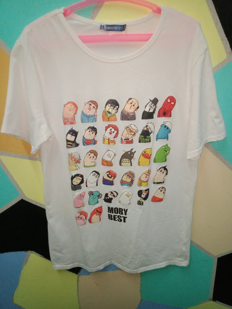 Moby best all cartoon characters logo printed..., Women's Fashion, Tops ...