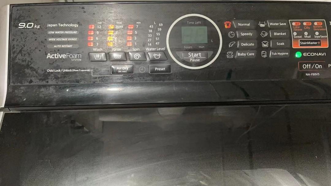 Panasonic wash machine turbo 9kg, TV & Home Appliances, Washing ...