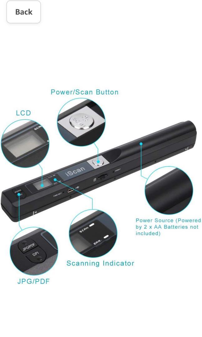 Portable Scanner iSCAN 900 DPI A4 Document Scanner Handheld, Computers ...