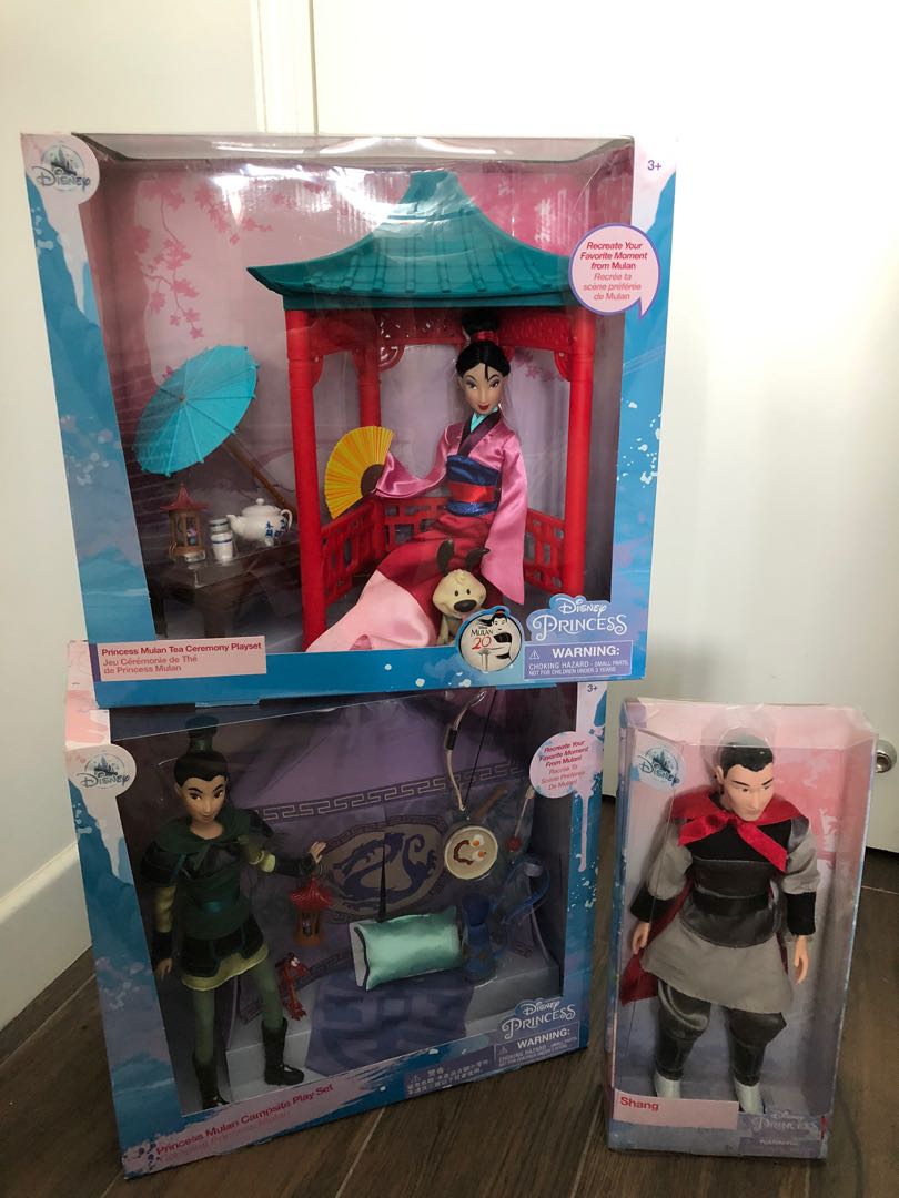 Rare 絕版 princess mulan tea ceremony & campsite playset with prince ...