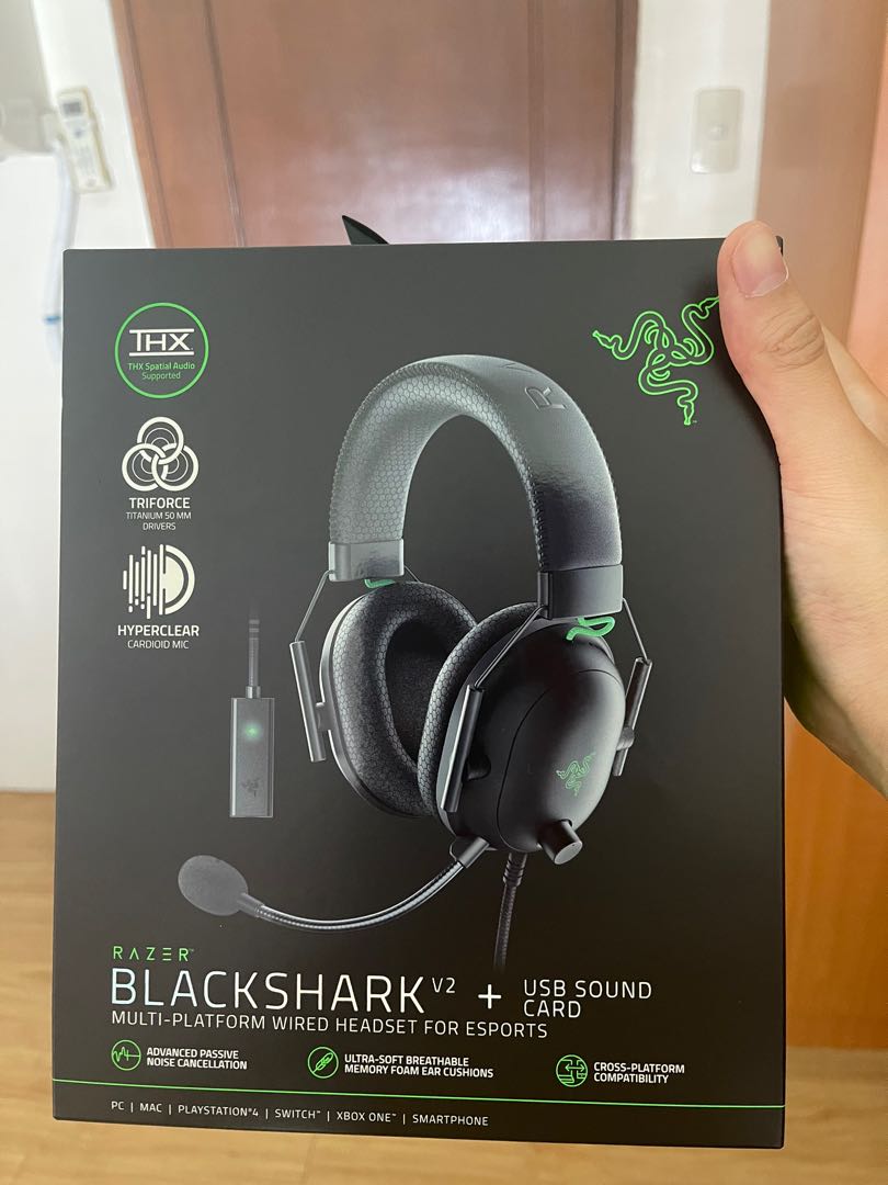 Razer: Blackshark V2 + USB sound card, Audio, Headphones & Headsets on ...
