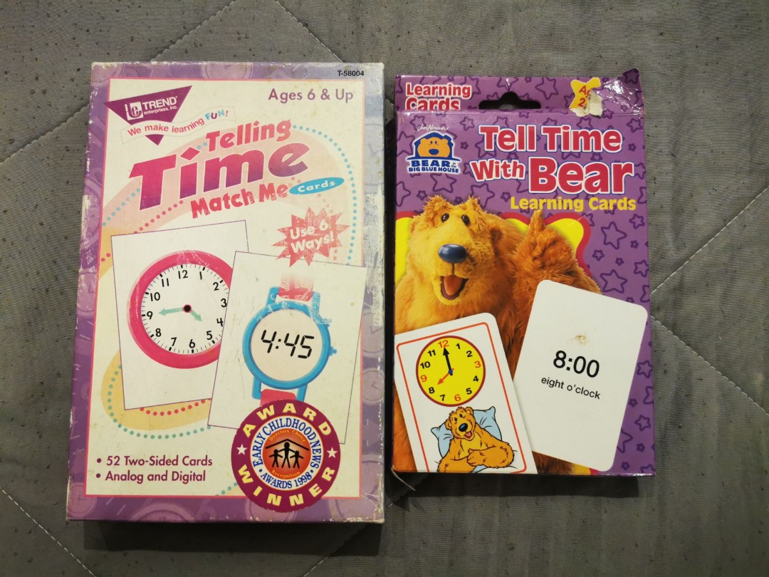 Two packets of tell the Time Flash Cards for kids aged 3 to 8, 興趣及遊戲 ...