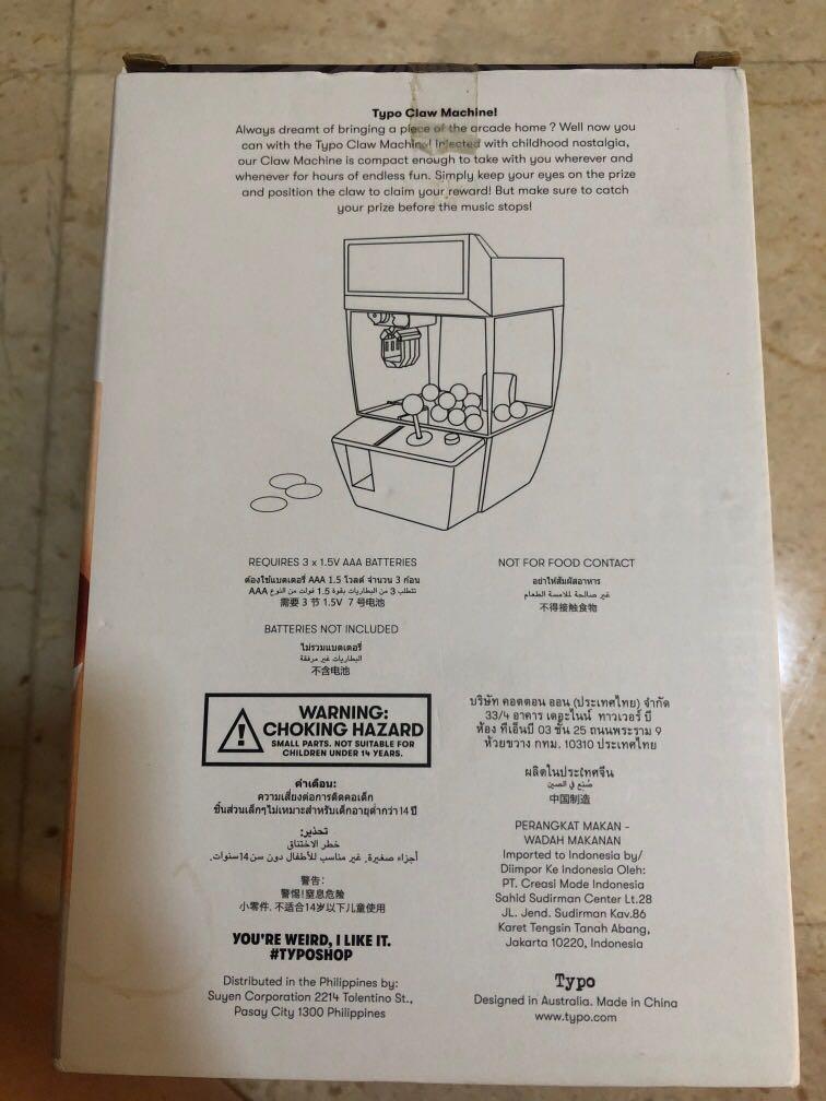 Typo Claw Machine, Hobbies & Toys, Toys & Games on Carousell