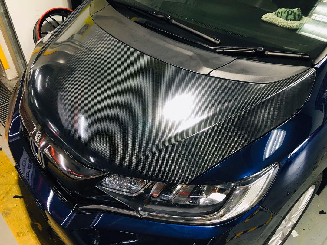 Ultra gloss carbon bonnet wrap Honda Fit jazz shuttle civic, Car ...