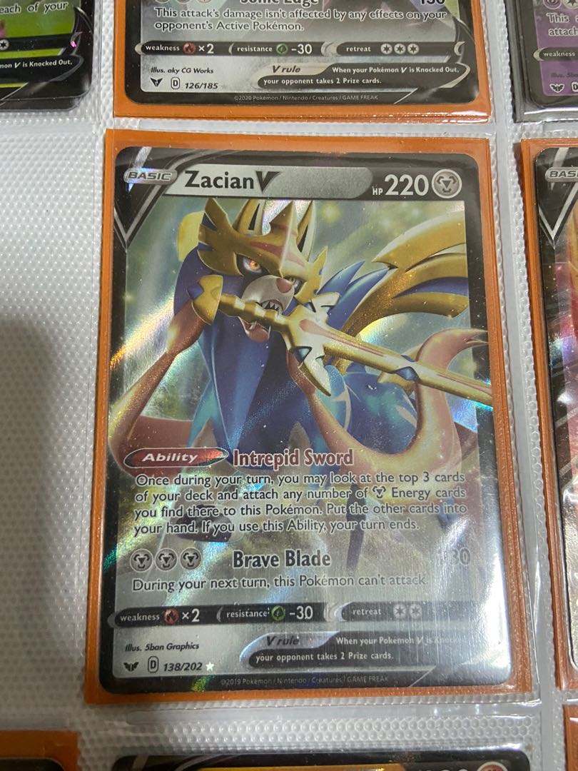 Zacian V 138/202 sword and shield base set nfa, Hobbies & Toys, Toys ...