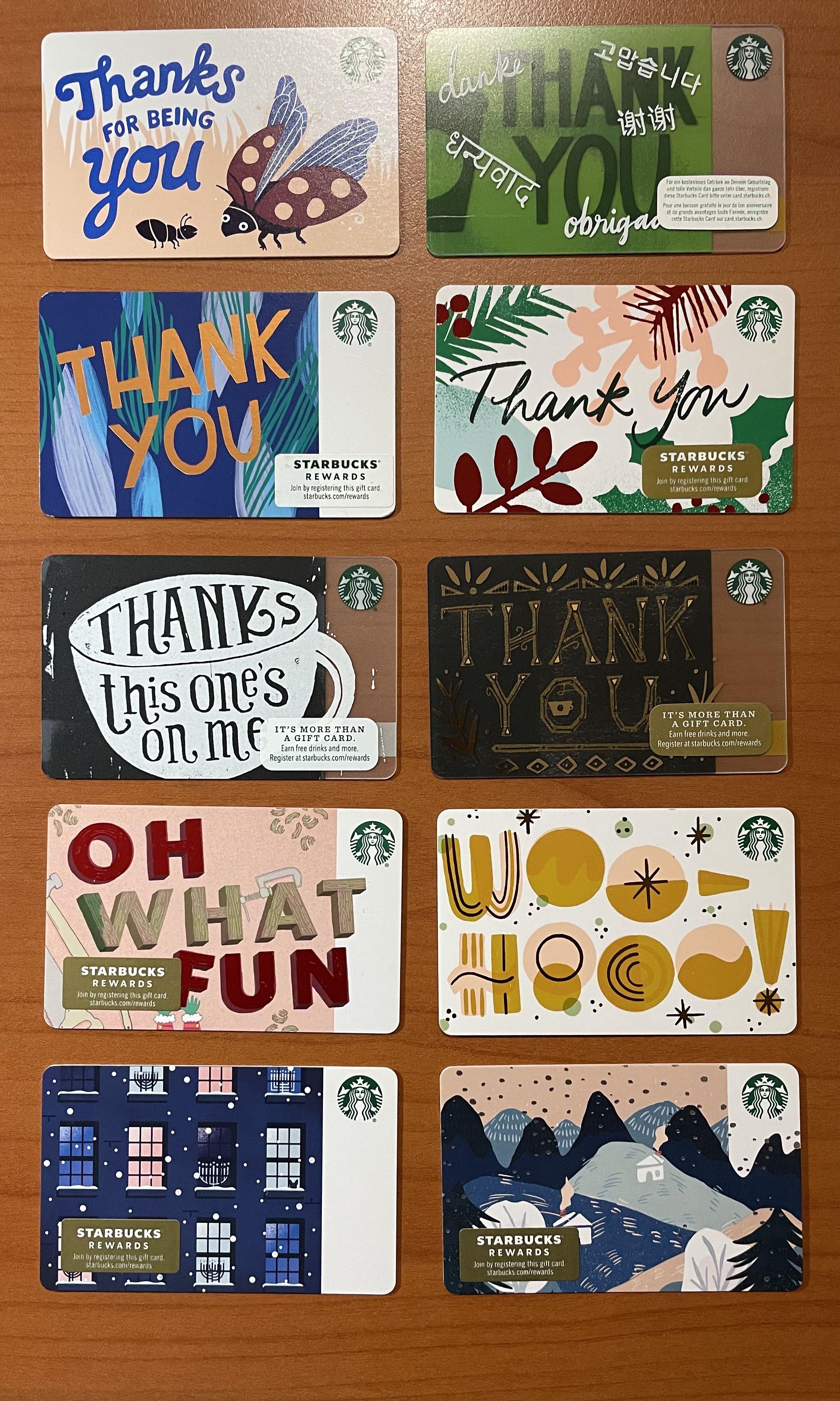 10 starbucks cards, Toys & Collectibles, Permainan Papan & Kartu di ...