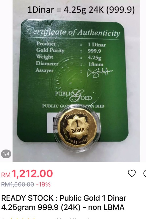 1 Dinar Gold, Luxury, Accessories on Carousell