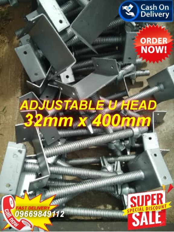 Adjustable U Head 32mm x 400mm Heavy Duty Solid Rod Good Quality ...