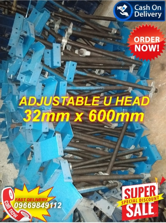 Adjustable U Head 32mm x 600mm Heavy Duty Solid Rod Good Quality ...