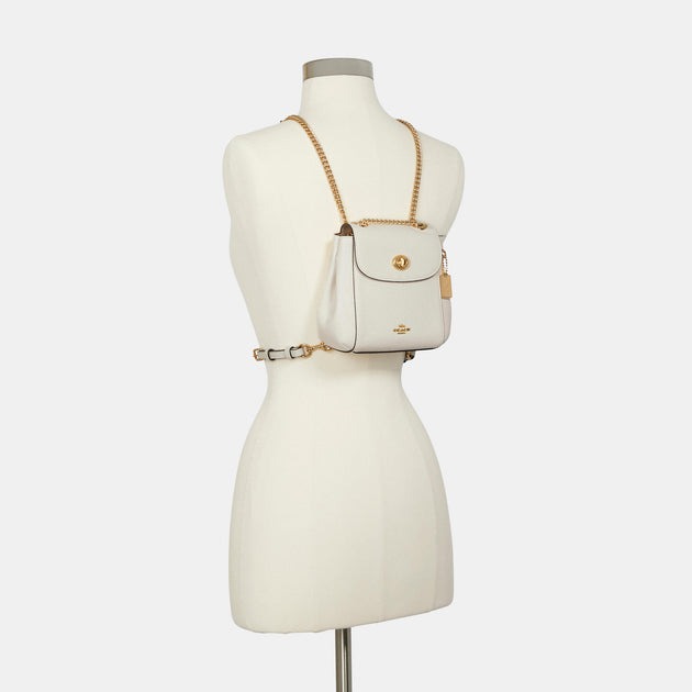 AUTHENTIC COACH Convertible Mini Backpack in Gold/Chalk, Women's ...