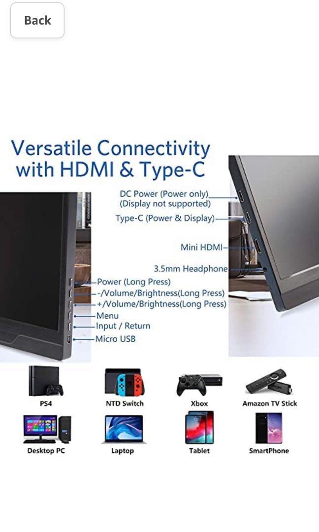 Cocopar Portable Monitor - Upgraded 17.3 Inch 1080P FHD IPS HDR 100% ...