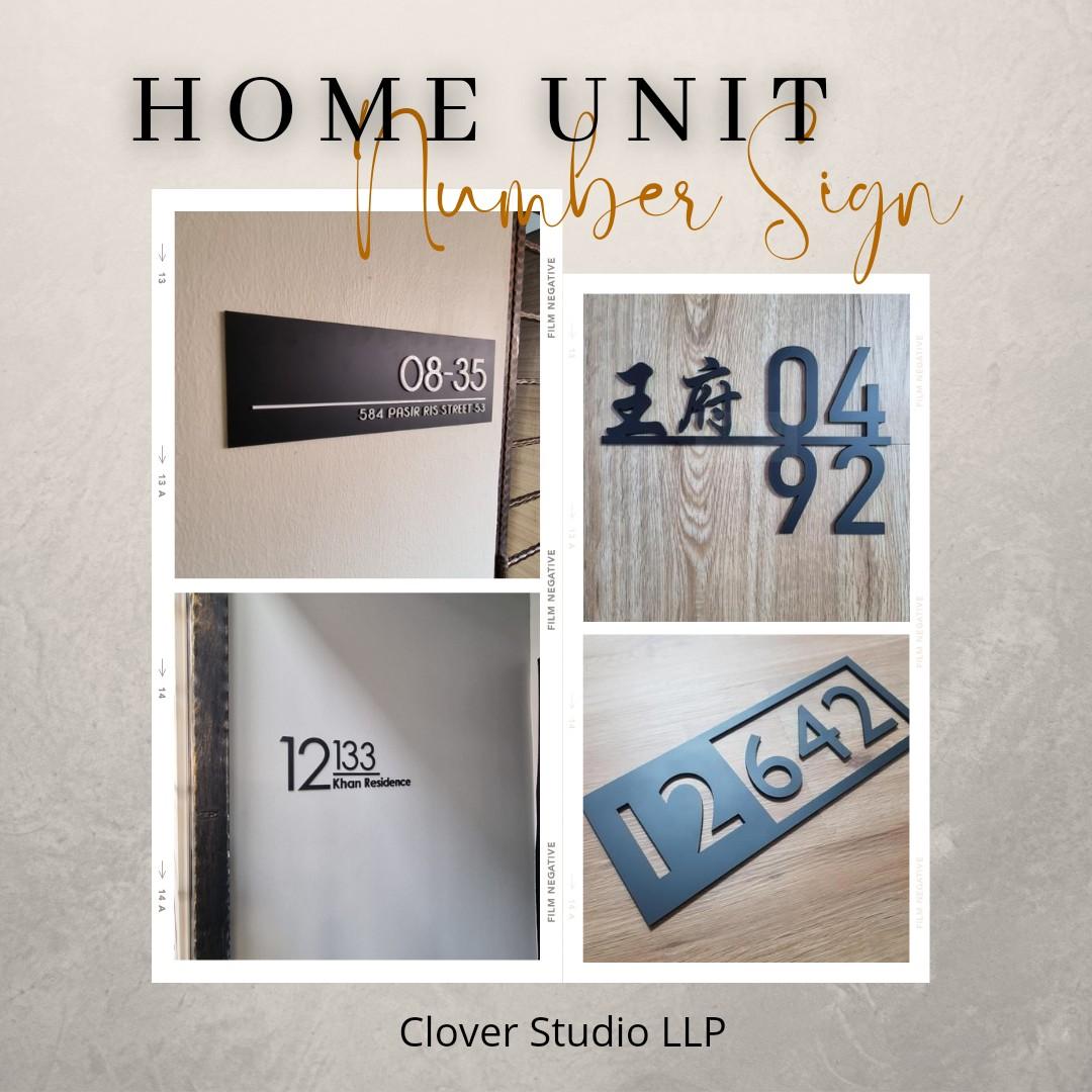 Customise home house unit number sign, Furniture & Home Living, Home ...