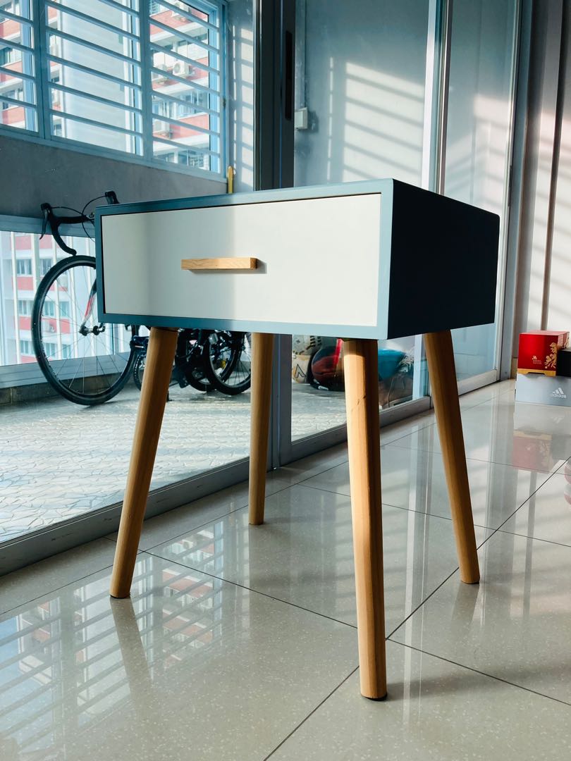 Light blue wooden side table, Furniture & Home Living, Furniture ...
