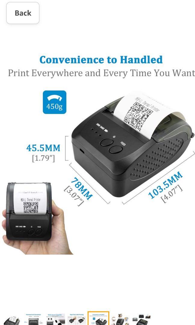 NETUM Bluetooth Receipt Printer, 58mm Mini Thermal POS Printer Portable ...