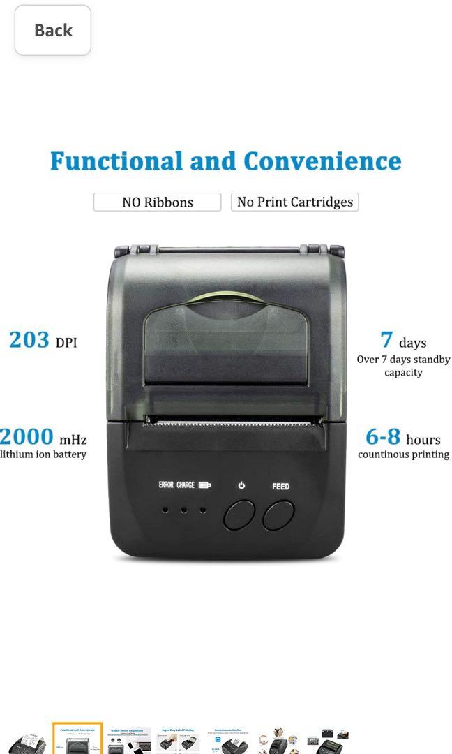 NETUM Bluetooth Receipt Printer, 58mm Mini Thermal POS Printer Portable ...