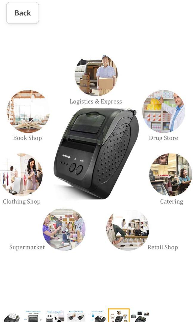 NETUM Bluetooth Receipt Printer, 58mm Mini Thermal POS Printer Portable Personal Bill Printer ...