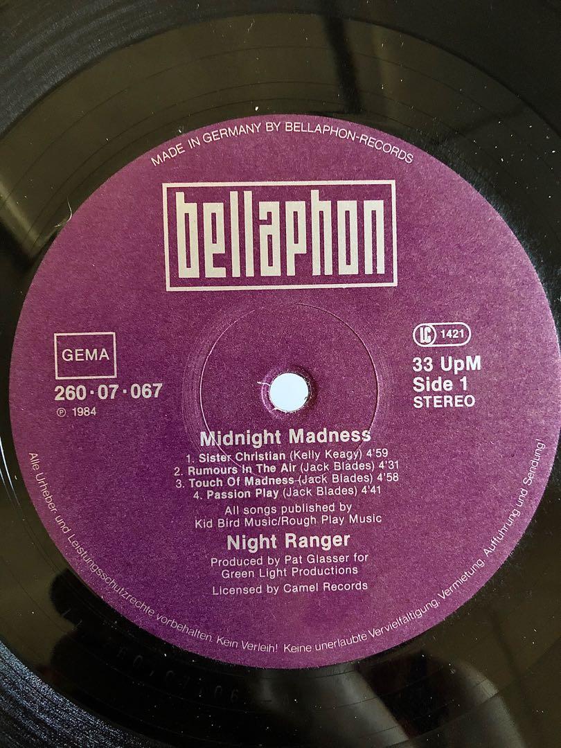 Night Ranger - Midnight Madness (1984 vinyl record lp), Hobbies & Toys ...